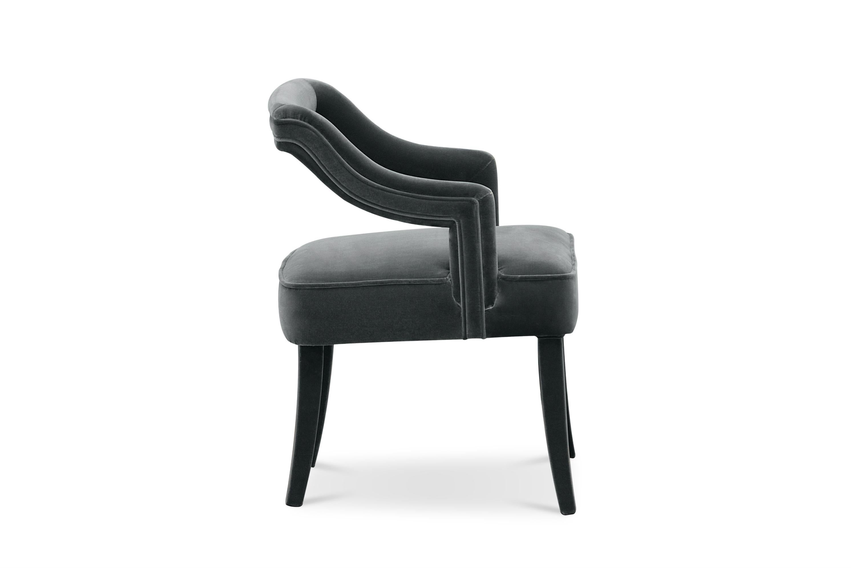 Sample of Oka Dining Chair in Cotton Velvet with Fully Upholstered Legs ...