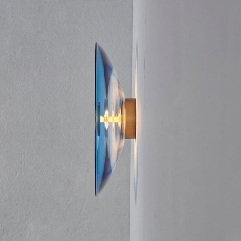 Sample Pair, 'Liquid Ocean' Blue Gradient Glass and Satin Brass Wall ...