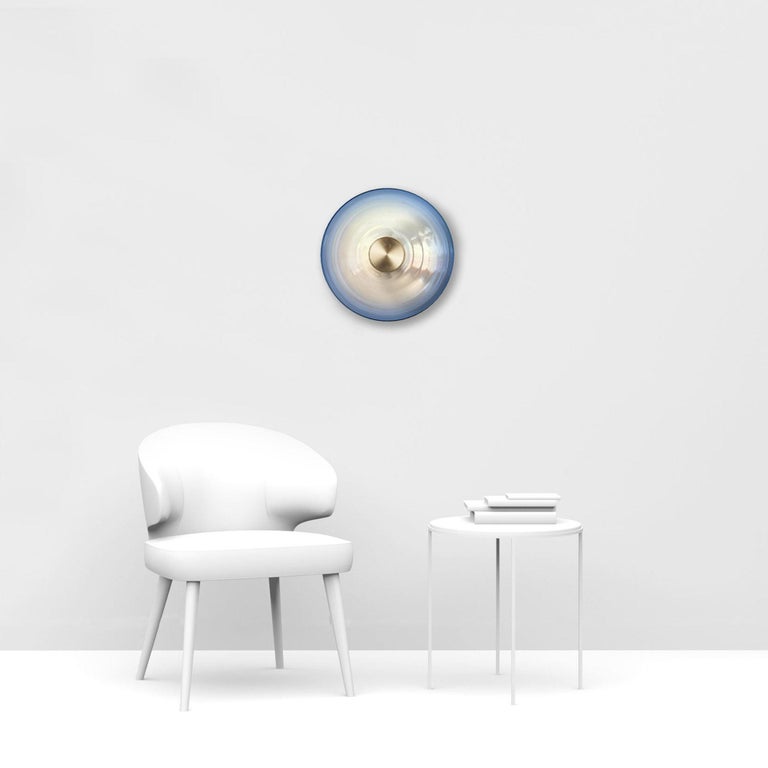 Sample Pair, 'Liquid Ocean' Blue Gradient Glass and Satin Brass Wall ...