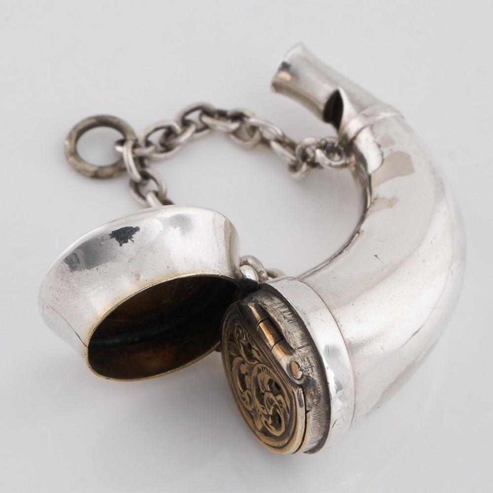 Sampson Mordan Silver Horn Vinaigrette and Whistle June 1870 For Sale ...