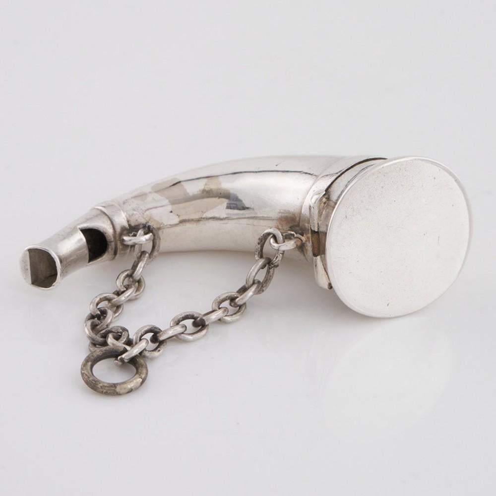 Sampson Mordan Silver Horn Vinaigrette and Whistle June 1870 For Sale ...