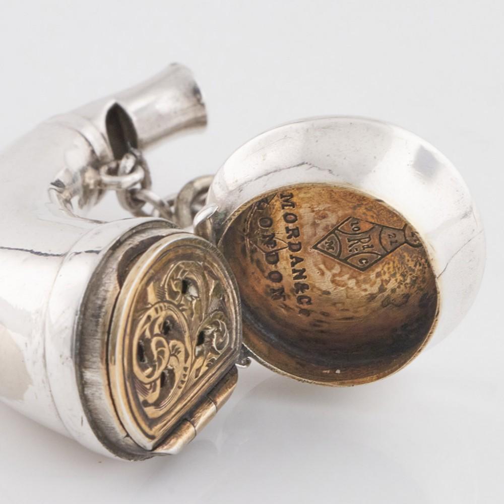 Sampson Mordan Silver Horn Vinaigrette and Whistle June 1870 For Sale ...