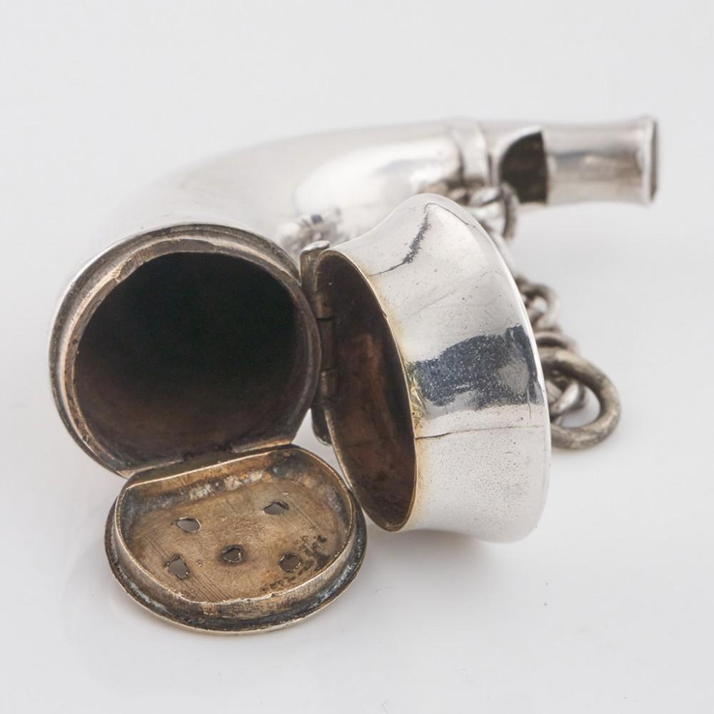 Sampson Mordan Silver Horn Vinaigrette and Whistle June 1870 For Sale ...