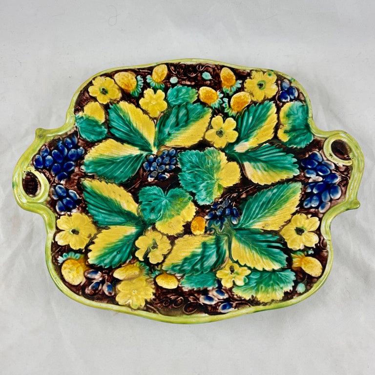 Samuel Alcock and Co. Majolica Strawberry and Grape Cluster Dessert ...