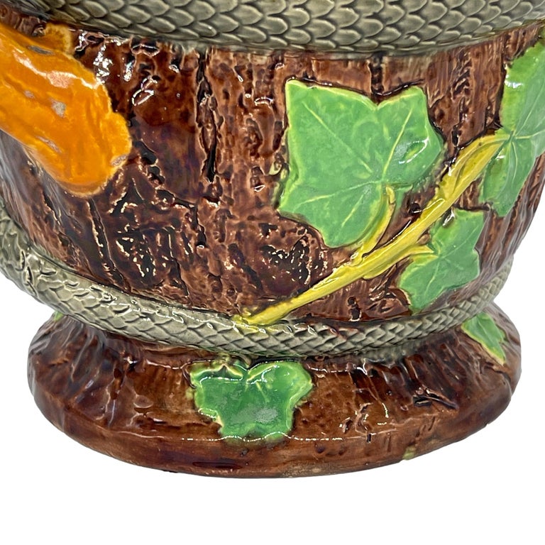 Samuel Alcock Majolica Large Ewer with Snake and Frog on Lip, English ...