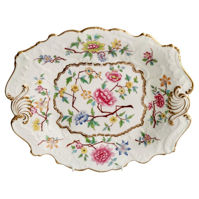 Samuel Alcock Porzellanschale, Chinoiserie-Blumen, Rokoko-Revival ca ...