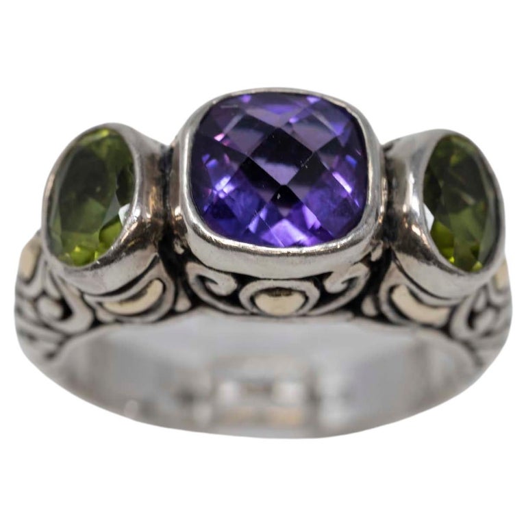 Samuel Benham 18k and 925 Silver Amethyst Ring For Sale at 1stDibs