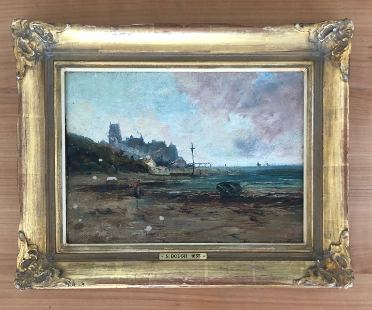 Samuel Bough - Washerwoman and boat at the water's edge For Sale at 1stDibs