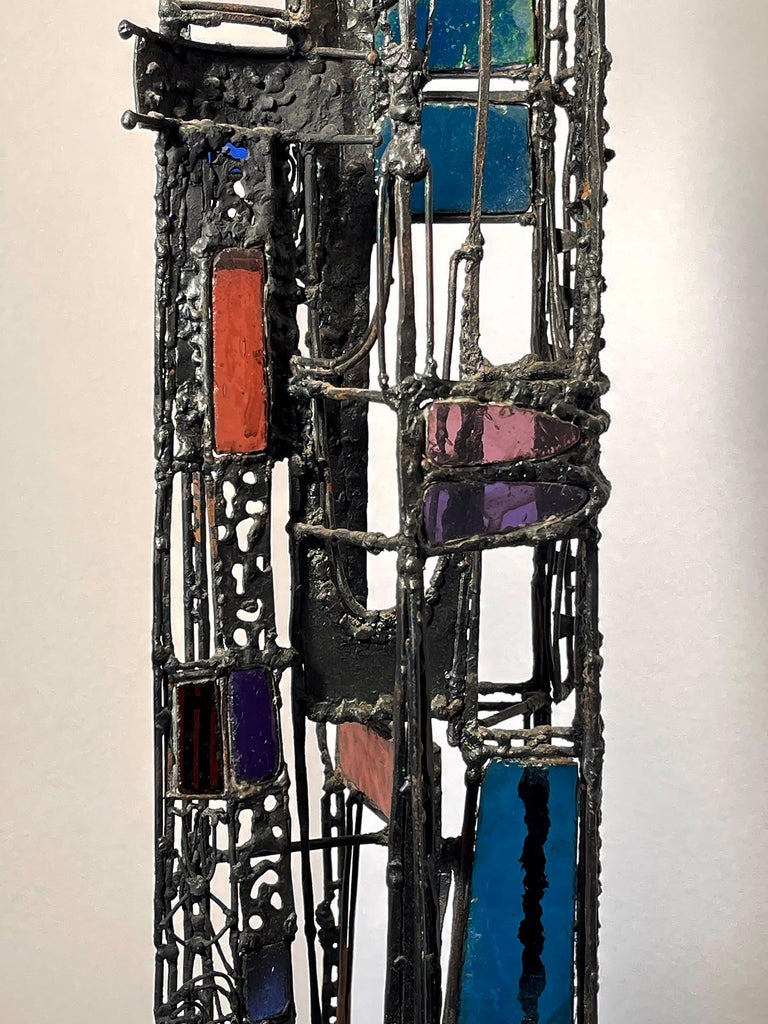 Samuel Cashwan - Mid-Century Metal and Coloured Glass Sculpture - Like ...