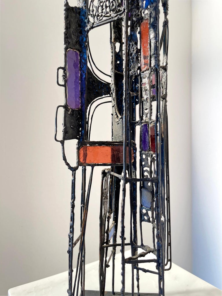 Samuel Cashwan - Mid-Century Metal and Coloured Glass Sculpture - Like ...