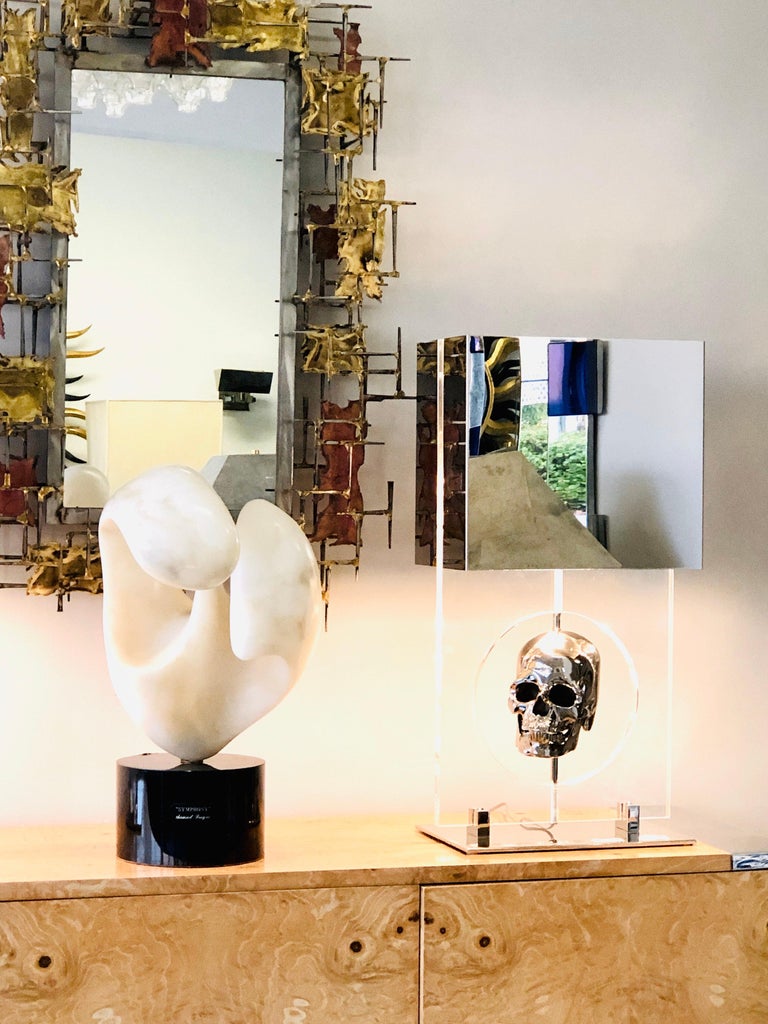 Samuel Fayne Large Midcentury Abstract White Marble Biomorphic ...