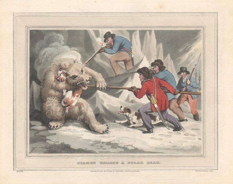 Samuel Howitt - Seamen Killing a Polar Bear, aquatint engraving field ...