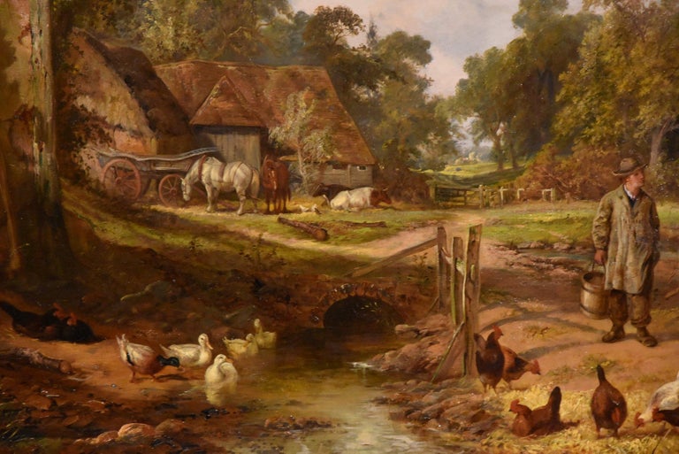 Samuel Joseph Clark - Oil Painting by Samuel Joseph Clark "A Farmyard ...
