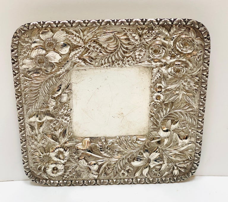 Samuel Kirk and Son Floral Repouse 11oz Silver and Crystal Inkstand ...