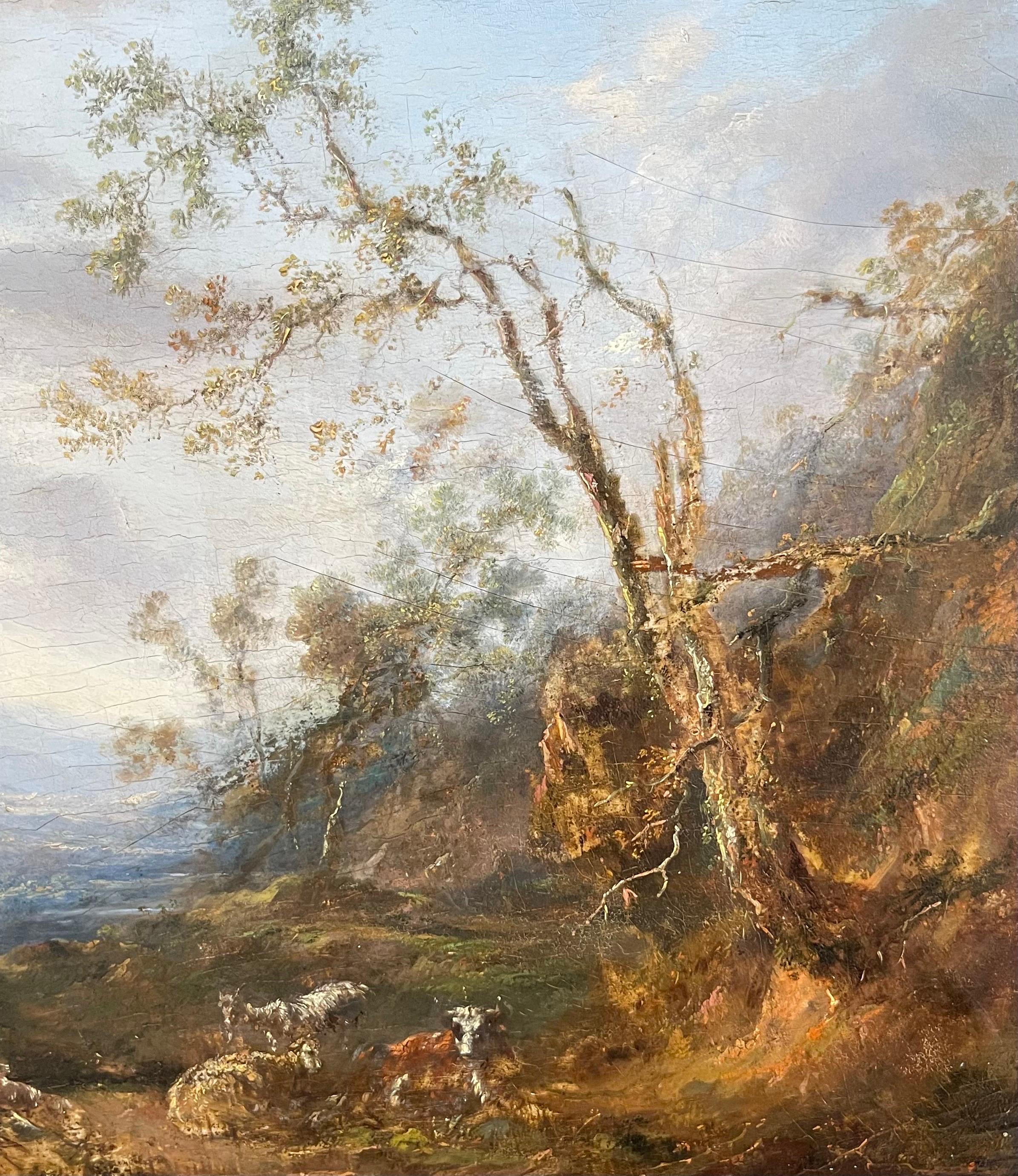 19th century Victorian oil landscape - Summer in the Highlands - Sunset ...