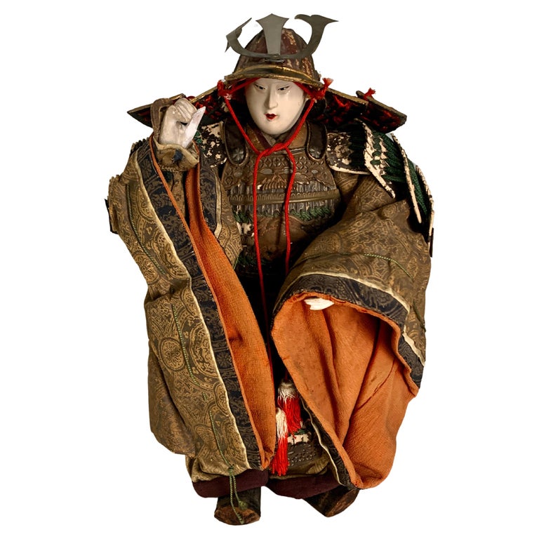 Samurai Warrior Paper Mache Lacquer Japanese Figure For Sale at 1stDibs