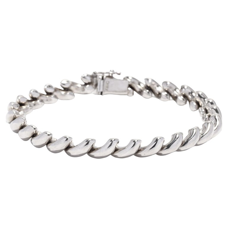 San MarCo Link Bracelet, Sterling Silver, Chain Link Bracelet For Sale ...