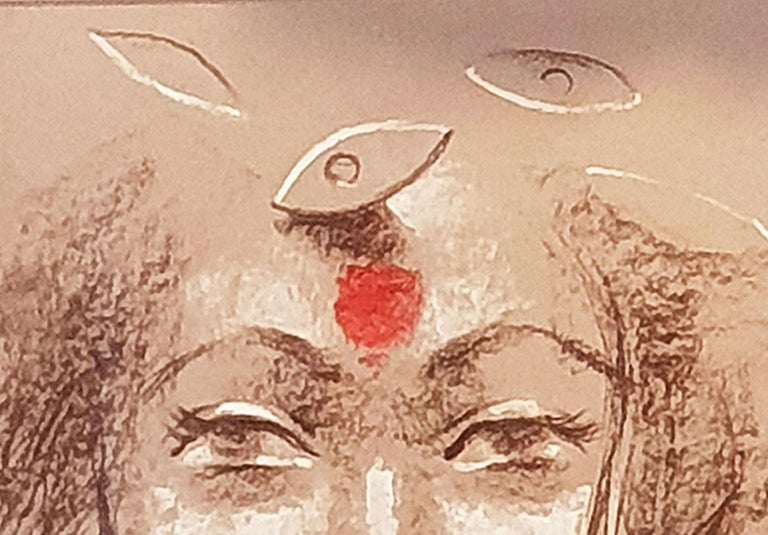 Sanatan Dinda - Painting of Woman as Devi-Goddess, Third Eye, Bengal By ...