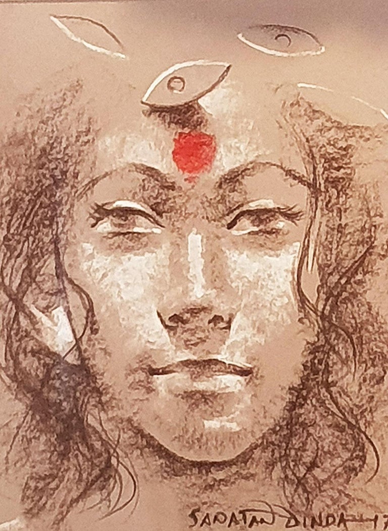 Sanatan Dinda - Painting of Woman as Devi-Goddess, Third Eye, Bengal By ...