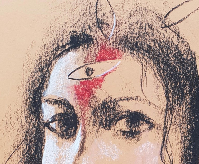 Sanatan Dinda - Painting of Woman as Devi-Goddess, Third Eye, Bengal By ...