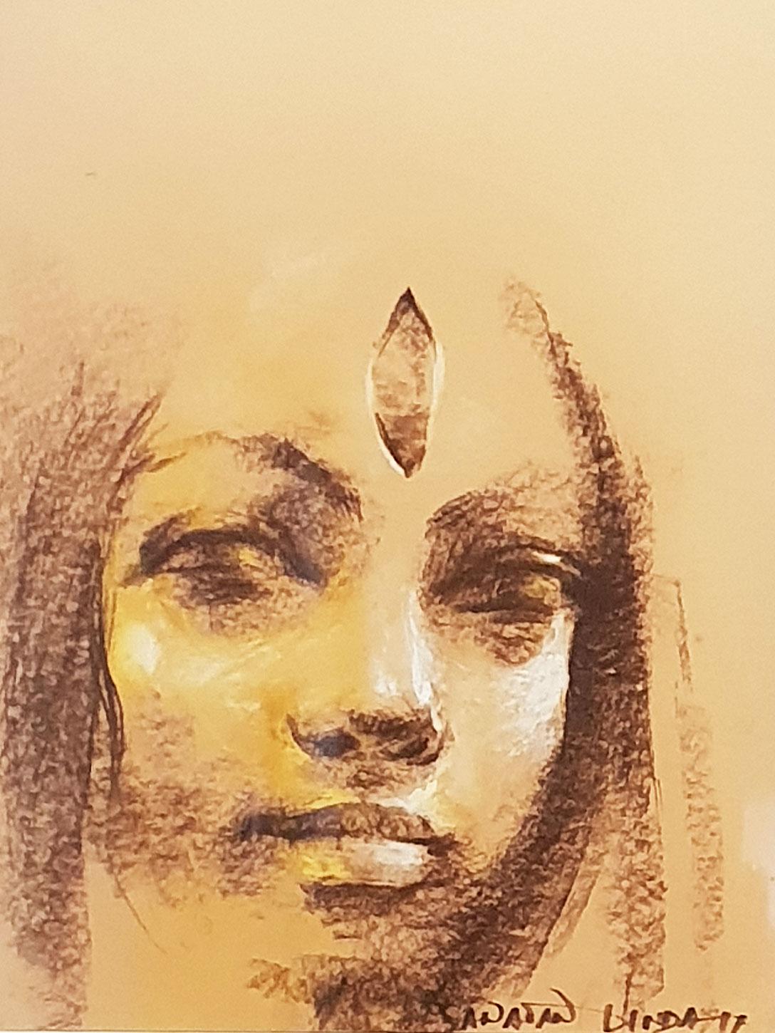 Sanatan Dinda - Painting of Woman as Devi-Goddess, Third Eye, Bengal By ...