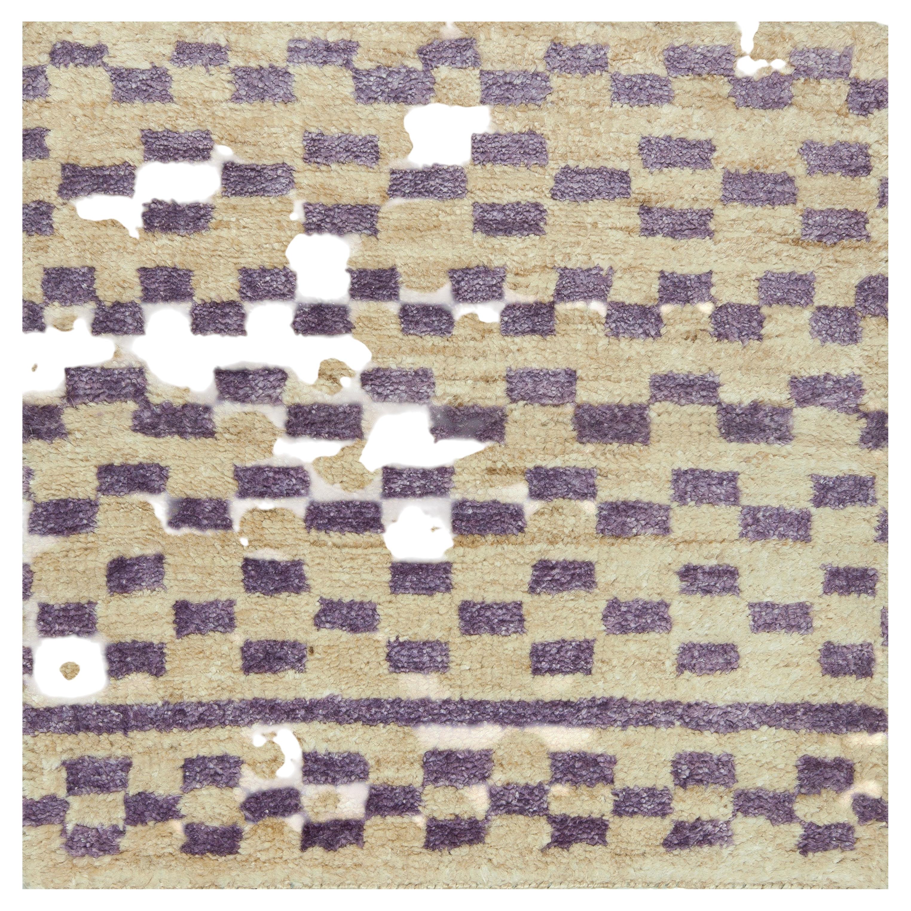 and Silk Custom Rug in Beige 