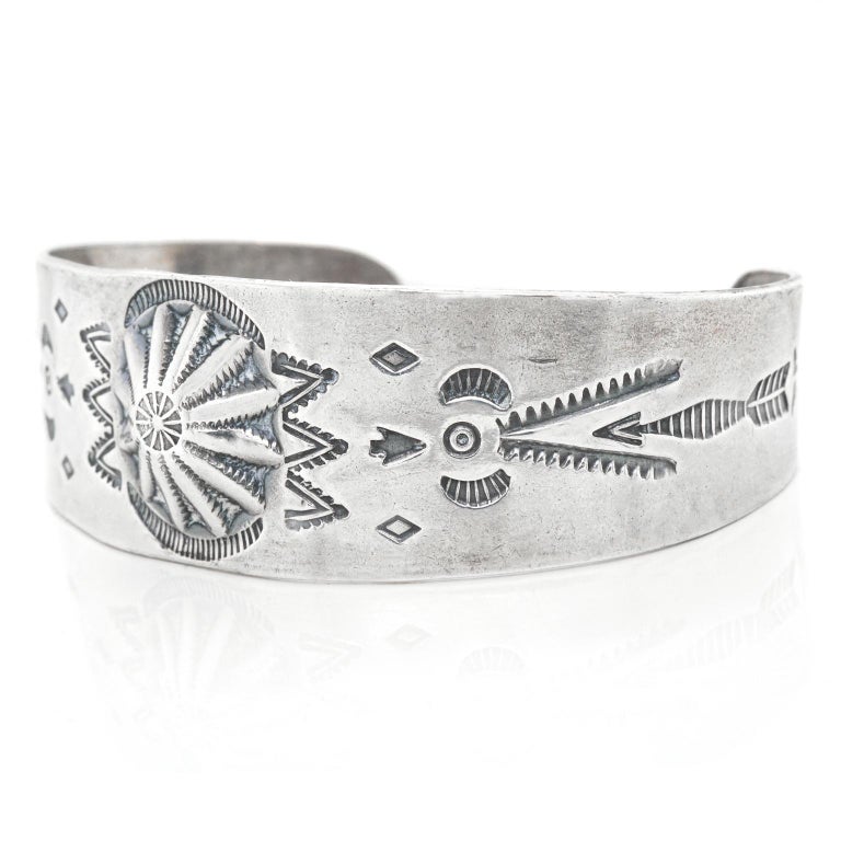 Sand Cast Sterling Navajo Cuff For Sale at 1stDibs