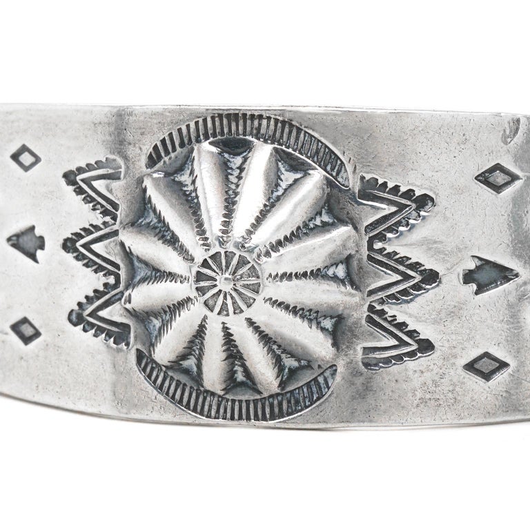 Sand Cast Sterling Navajo Cuff For Sale at 1stDibs