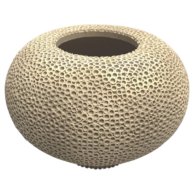 Sand Color Textured Danish Design Round Vase, China, Contemporary For ...