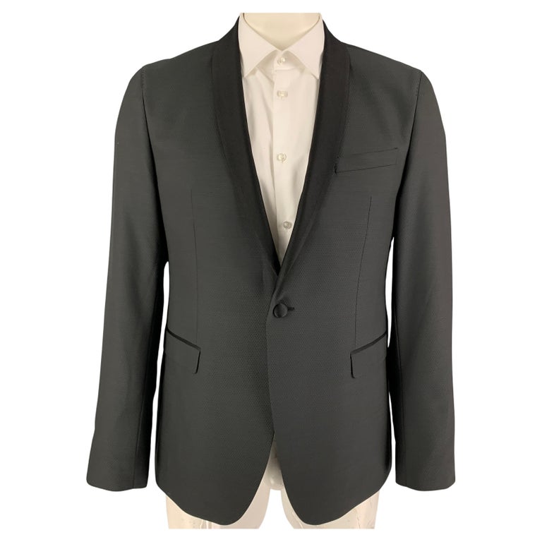 SAND Size 46 Black Nailhead Wool Blend Shawl Collar Sport Coat For Sale ...