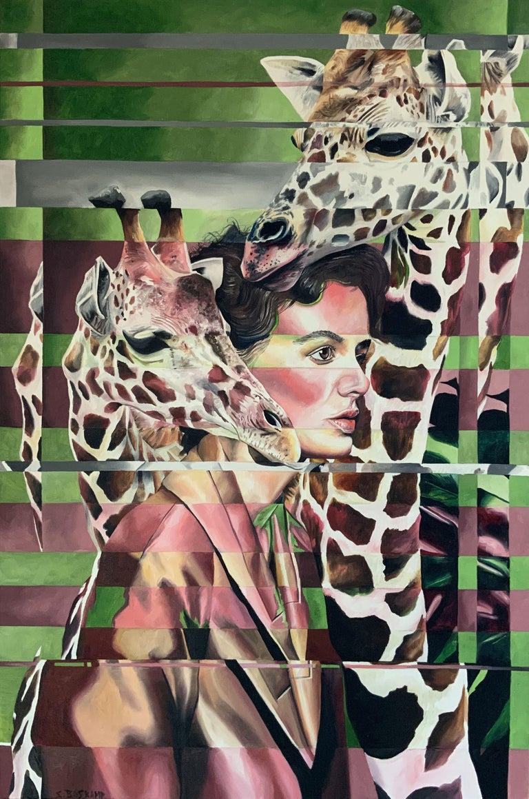 Sandra Boskamp Gina And The Giraffes Painting Oil On Canvas For