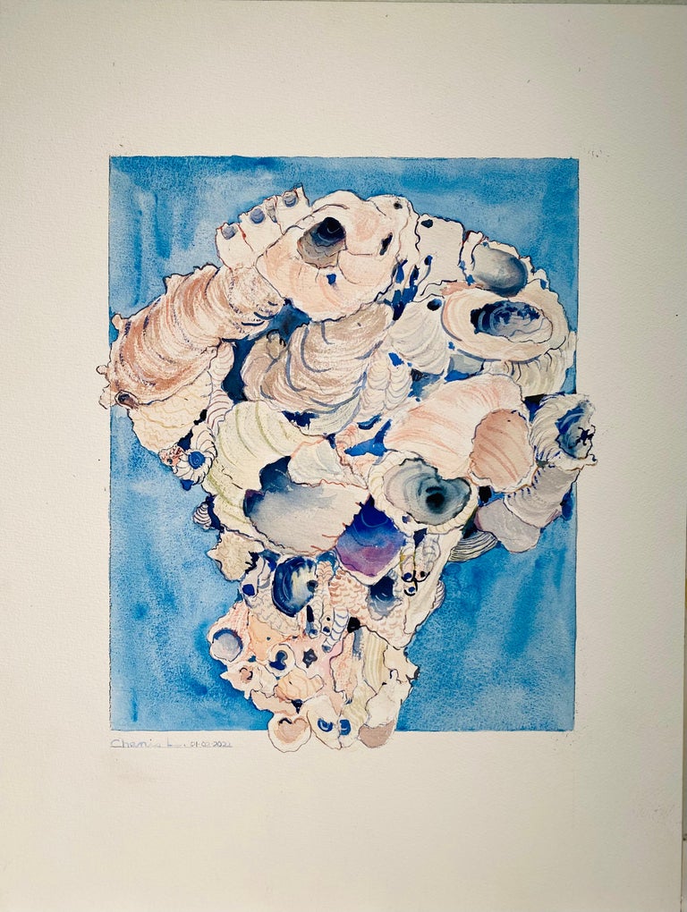 Sandra Chanis - Modernist Watercolour Oceanic Painting, "Barnacles" For ...