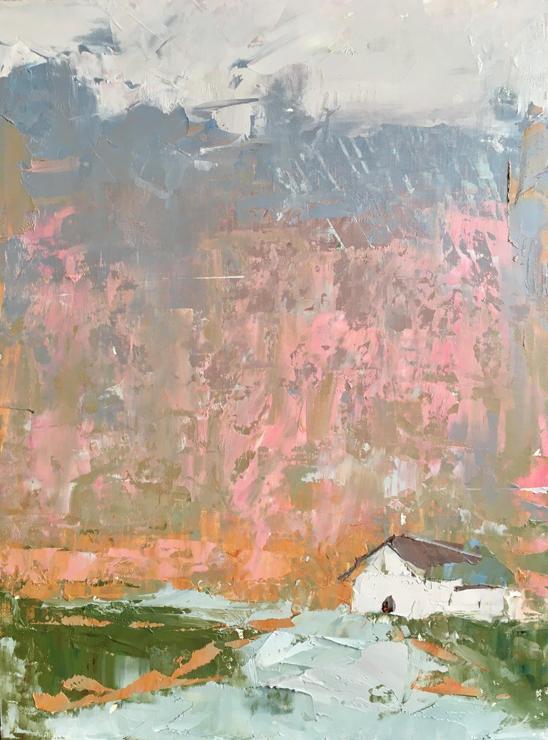 Sandra Pratt - "House with Pink", Oil painting at 1stDibs