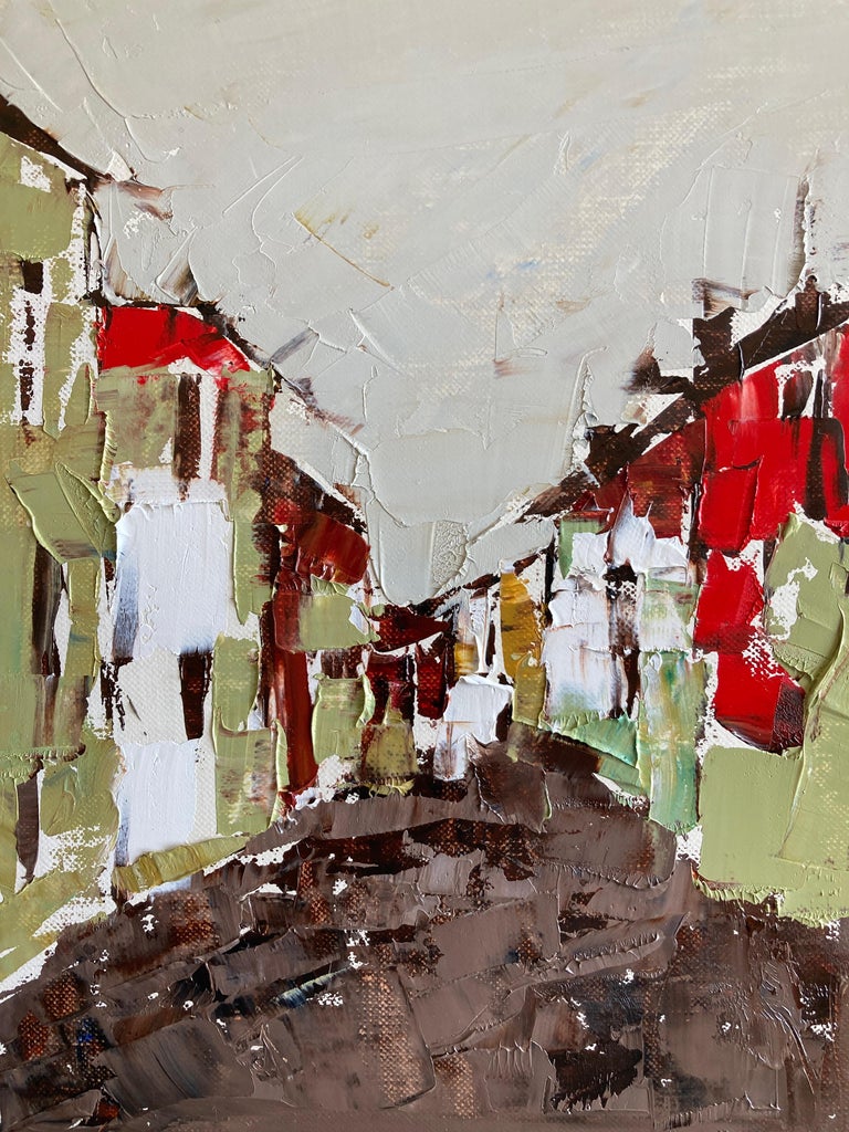 Sandra Pratt - "Little Village," Oil painting For Sale at 1stDibs