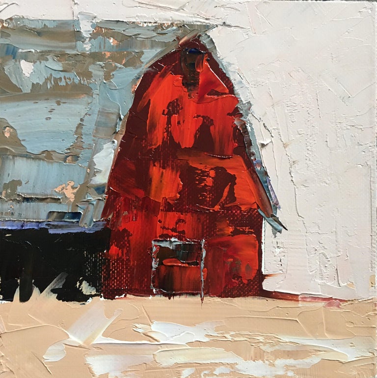 Sandra Pratt - "Red Barn", Oil painting at 1stDibs