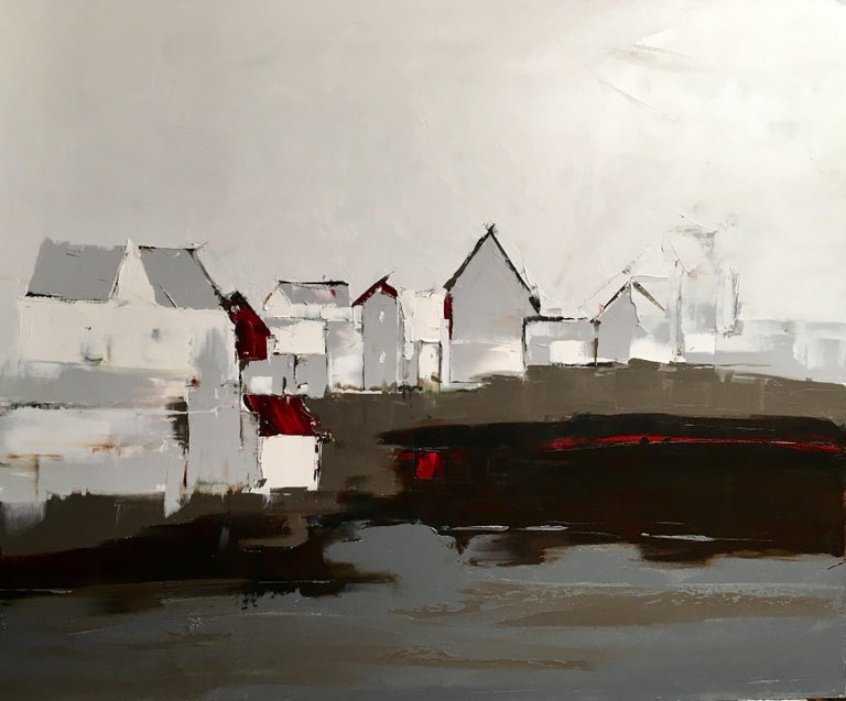 Sandra Pratt - "Village", Oil painting For Sale at 1stDibs