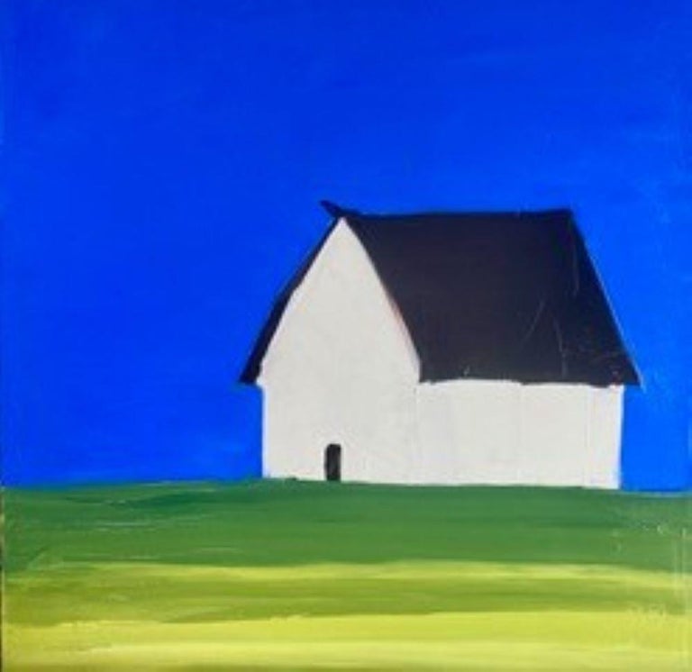 Sandra Pratt - "White House, Blue Sky," Oil painting For Sale at 1stDibs