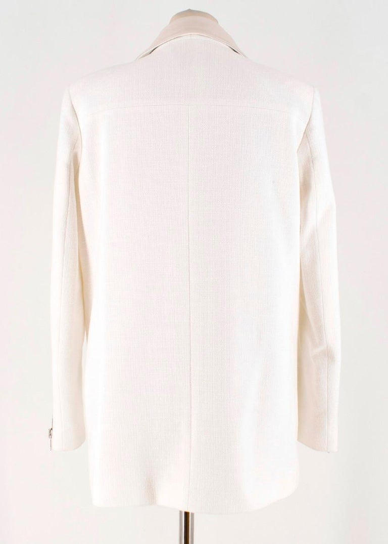 Sandro White Longline Biker Jacket FR 36 / US 4 For Sale at 1stDibs ...