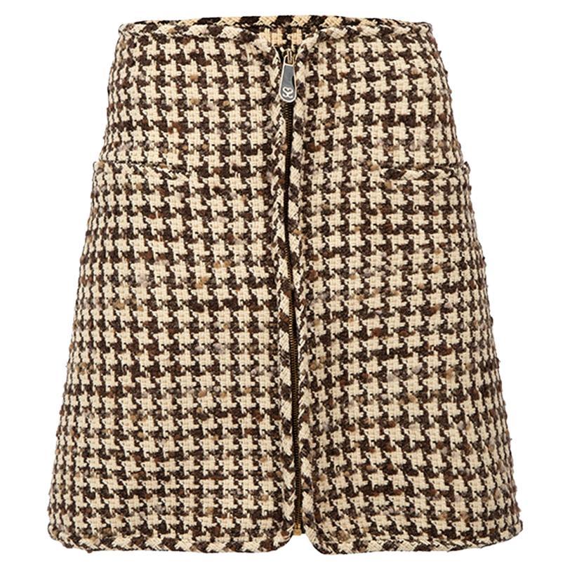 Sandro Women's Brown Houndstooth Skirt For Sale at 1stDibs
