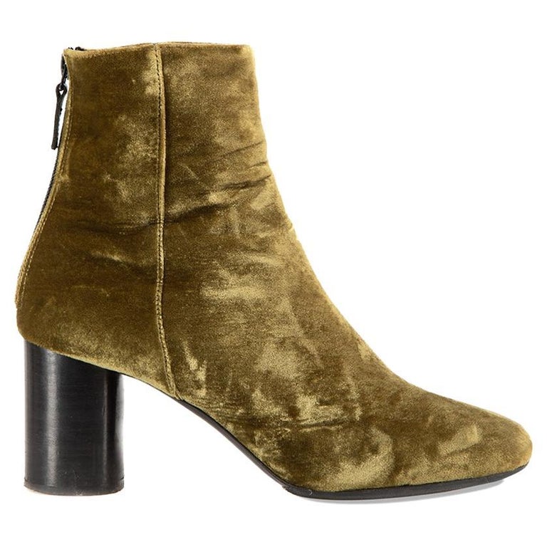 Sandro Women's Green Velvet Ankle Boots For Sale at 1stDibs