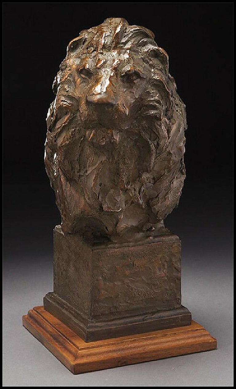 Sandy Scott - Sandy Scott Bronze Full Round Sculpture Lion Head ...