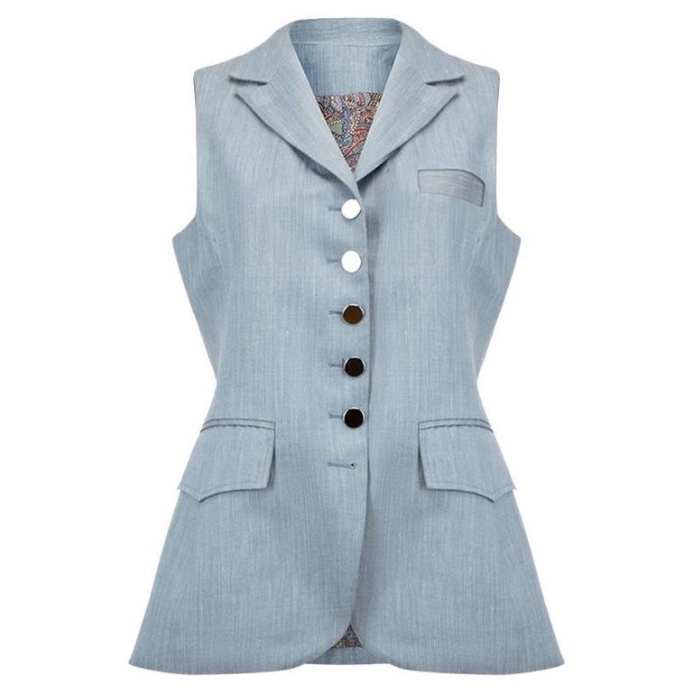 Sanne Women's Blue Hip Length Suit Waistcoat For Sale at 1stDibs
