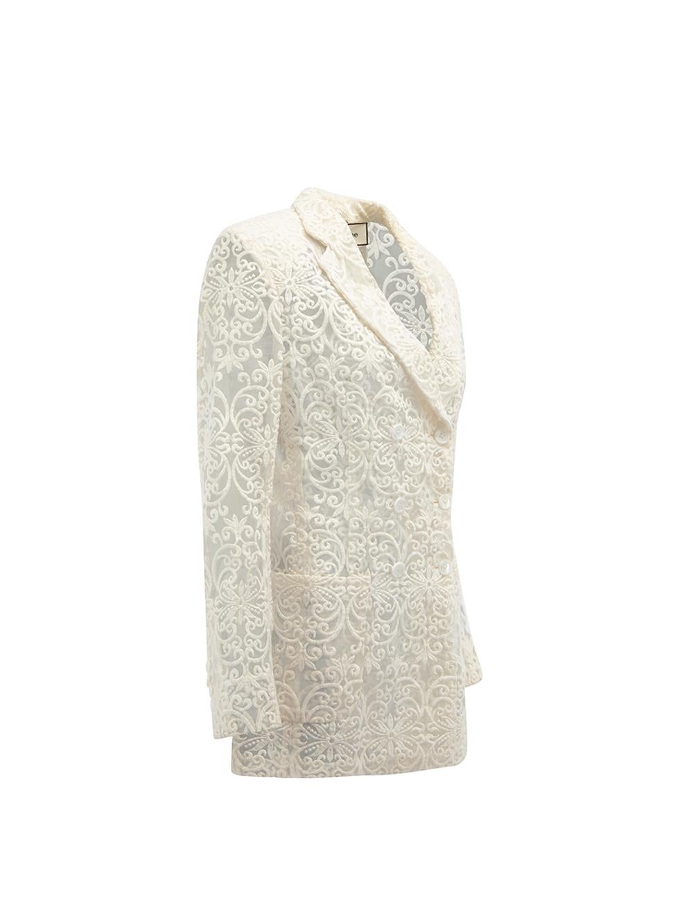 Sanne Women's Cream Scroll Patterned Lace Blazer For Sale at 1stDibs