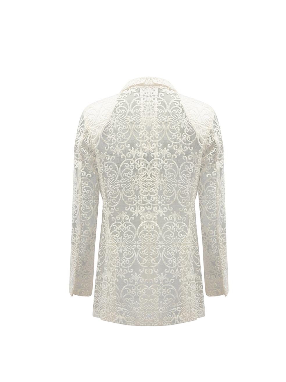Sanne Women's Cream Scroll Patterned Lace Blazer For Sale at 1stDibs