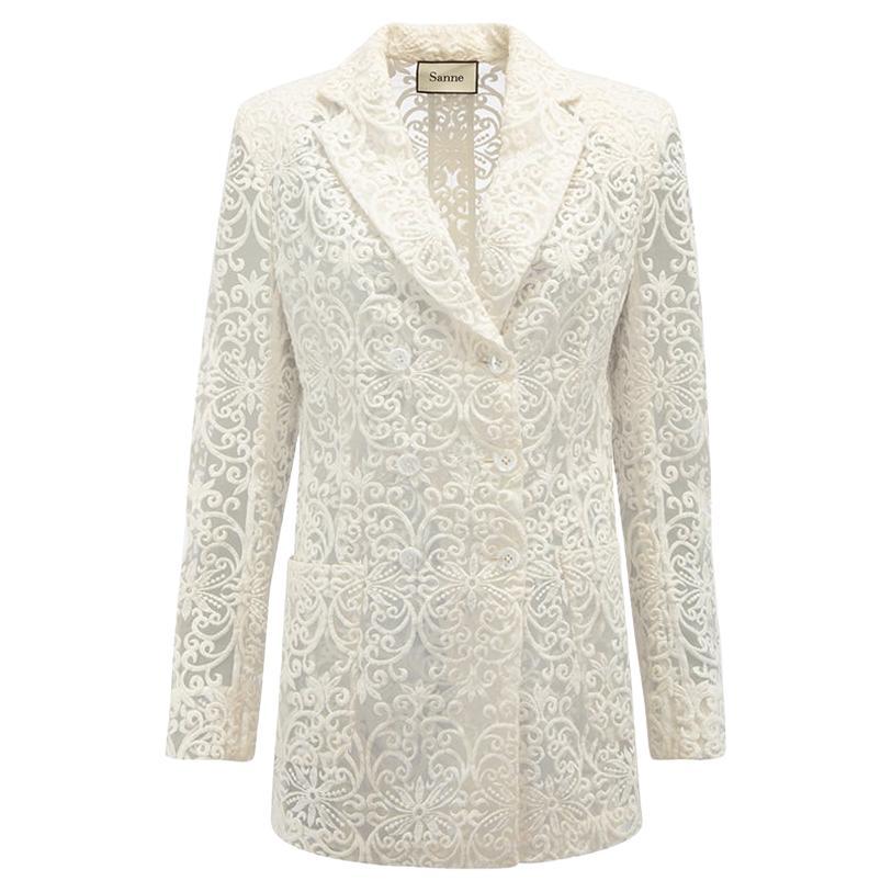 Sanne Women's Cream Scroll Patterned Lace Blazer For Sale at 1stDibs