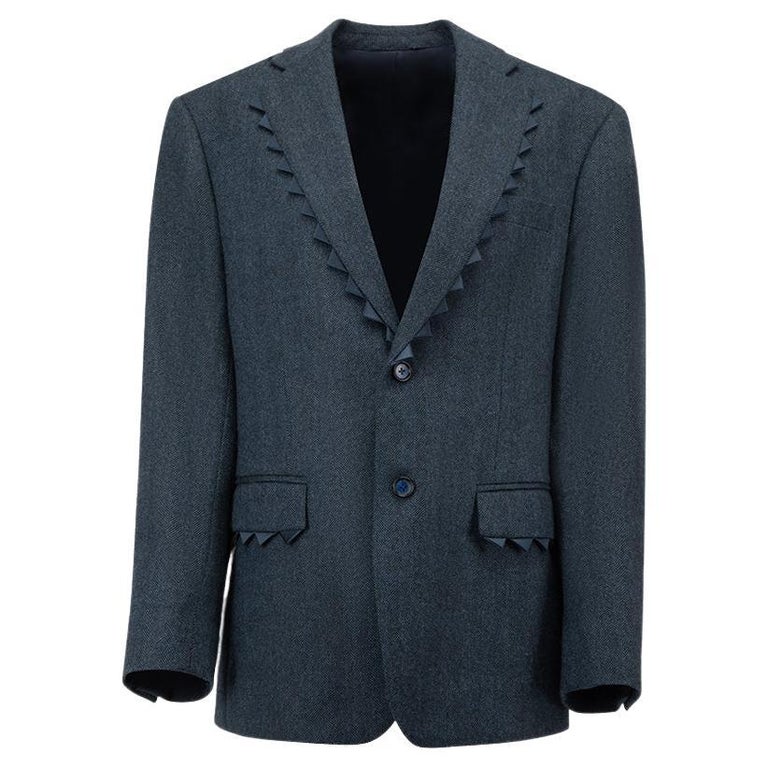 Sanne Women's Navy Geometric Accent Blazer For Sale at 1stDibs