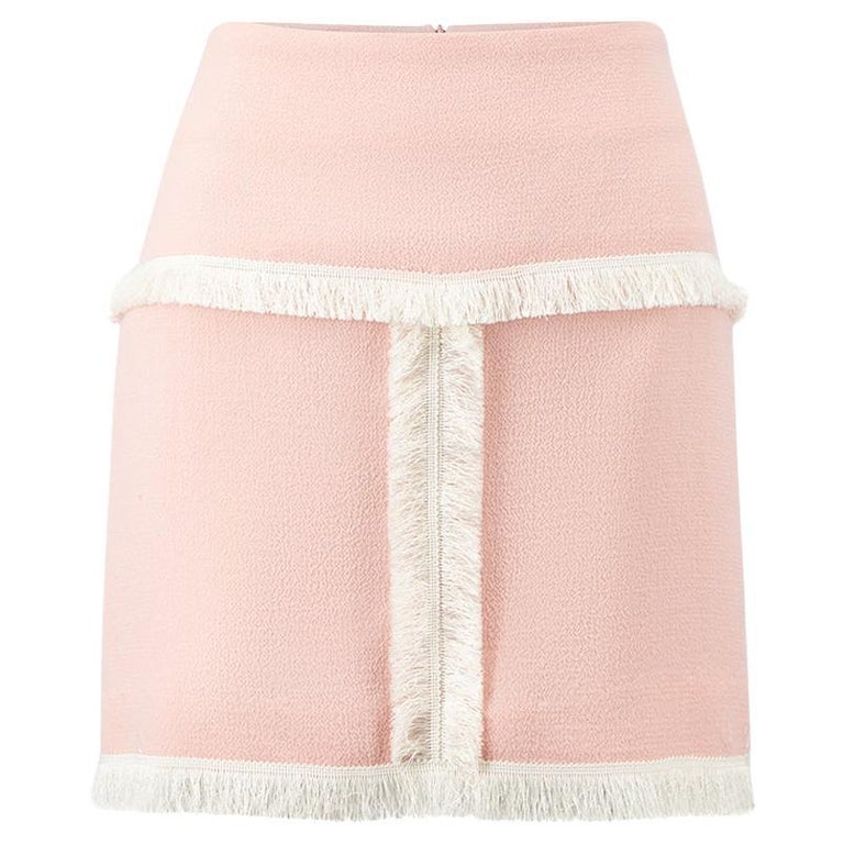 Sanne Women's Pink Fringe Accent Mini Skirt For Sale at 1stDibs