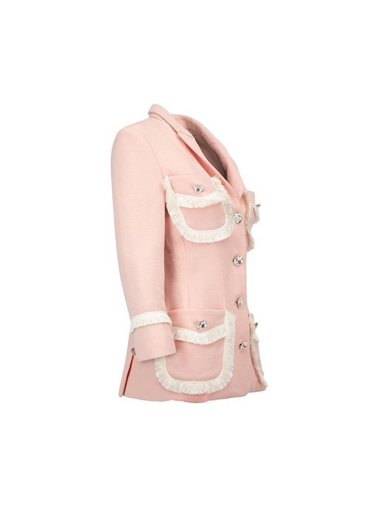 Sanne Women's Pink Tassel Pocket Gemstone Jacket For Sale at 1stDibs