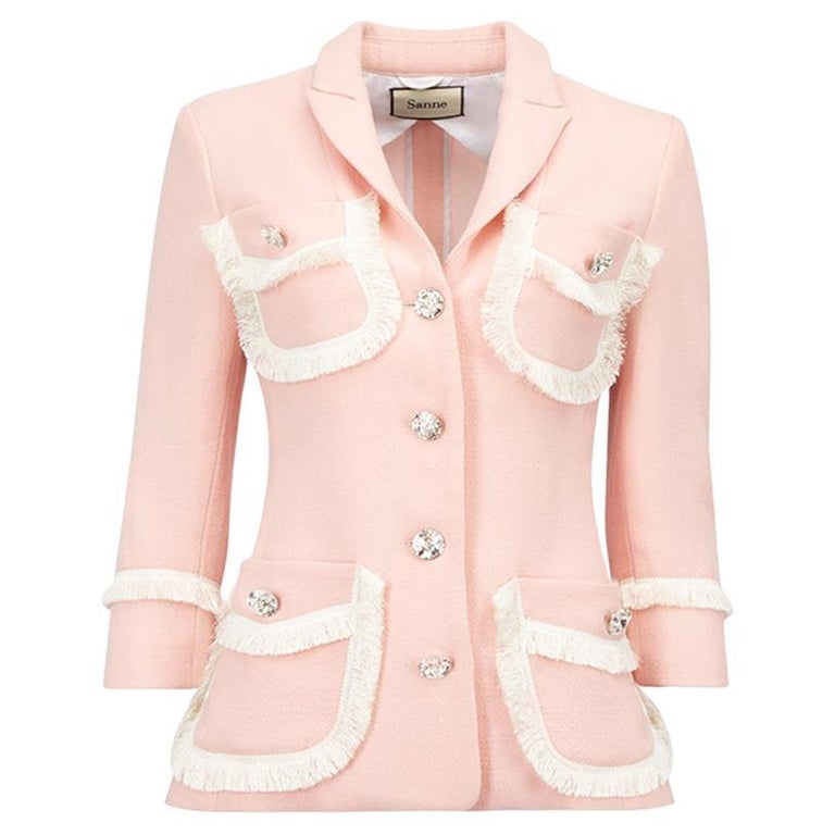 Sanne Women's Pink Tassel Pocket Gemstone Jacket For Sale at 1stDibs