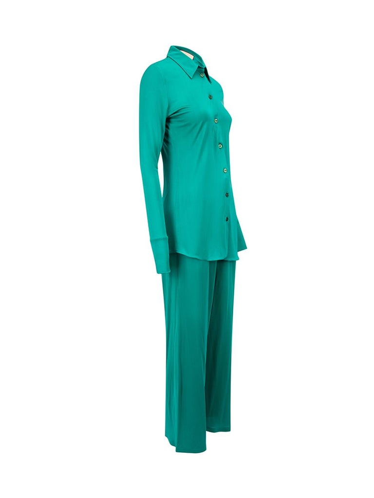 Sanne Women's Turquoise Blouse and Trousers Set For Sale at 1stDibs